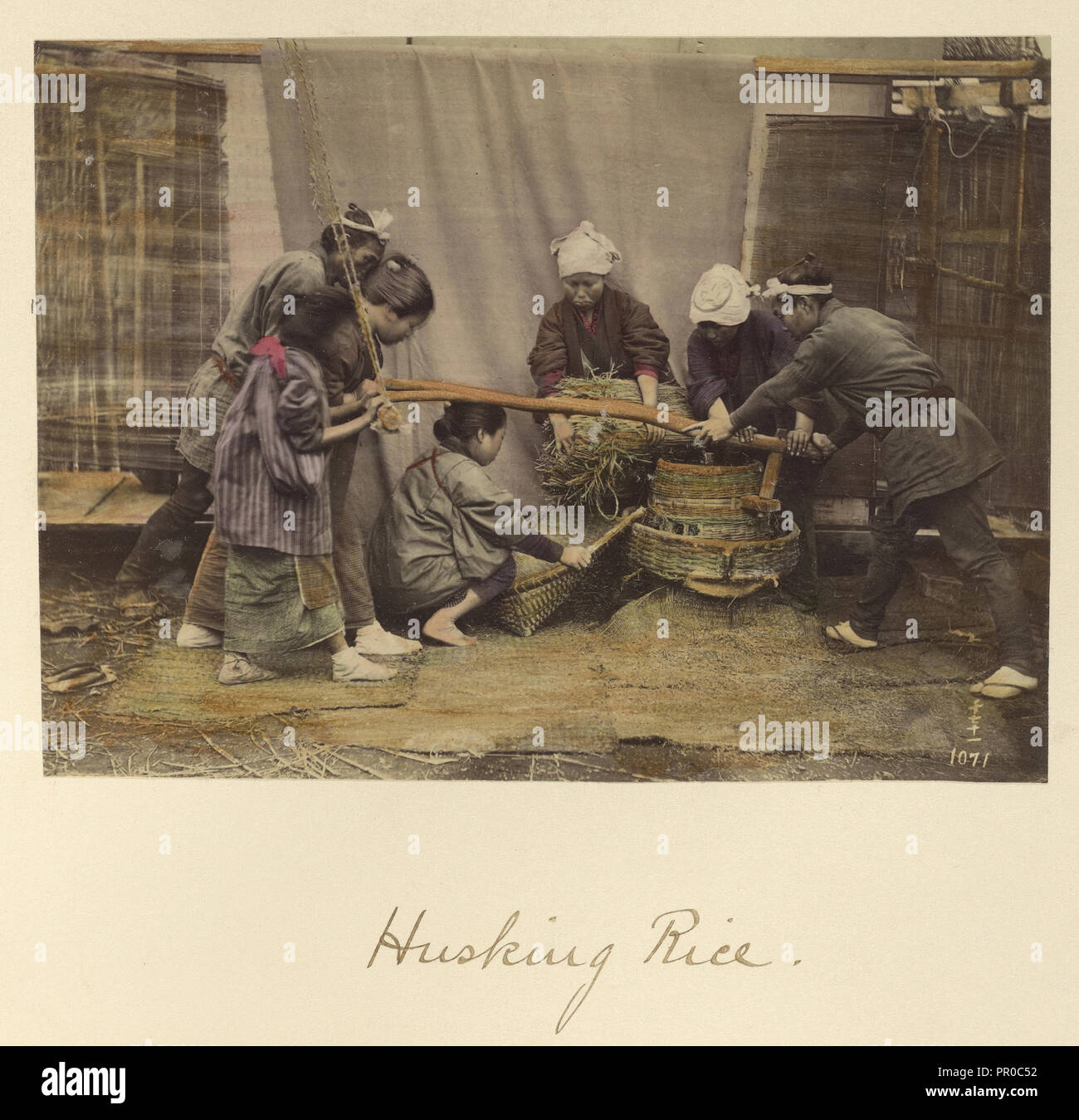 Husking Rice; Shinichi Suzuki, Japanese, 1835 - 1919, Japan; about 1873 ...