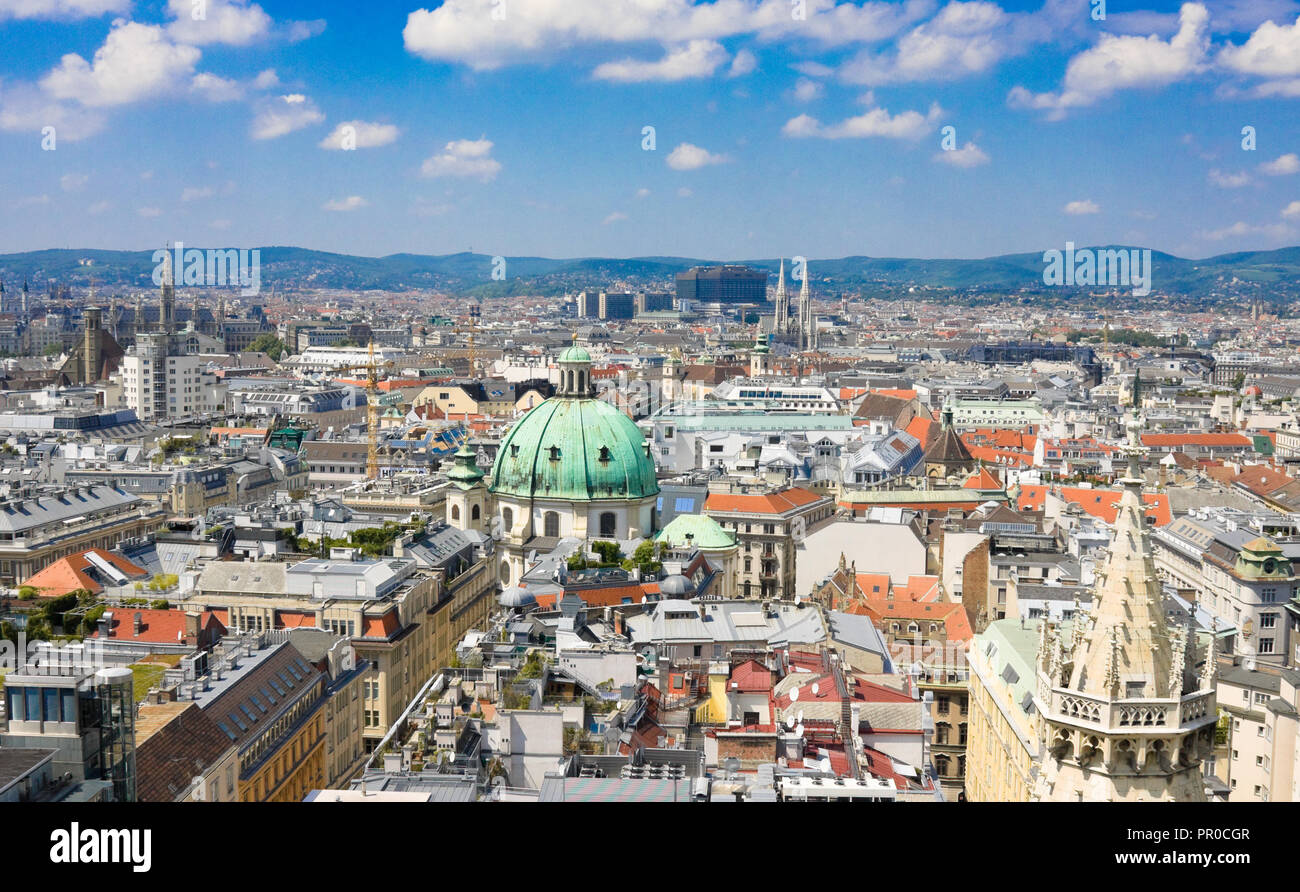 Aerial view of Vienna as seen from the Saint Stephan (Stephansdom ...