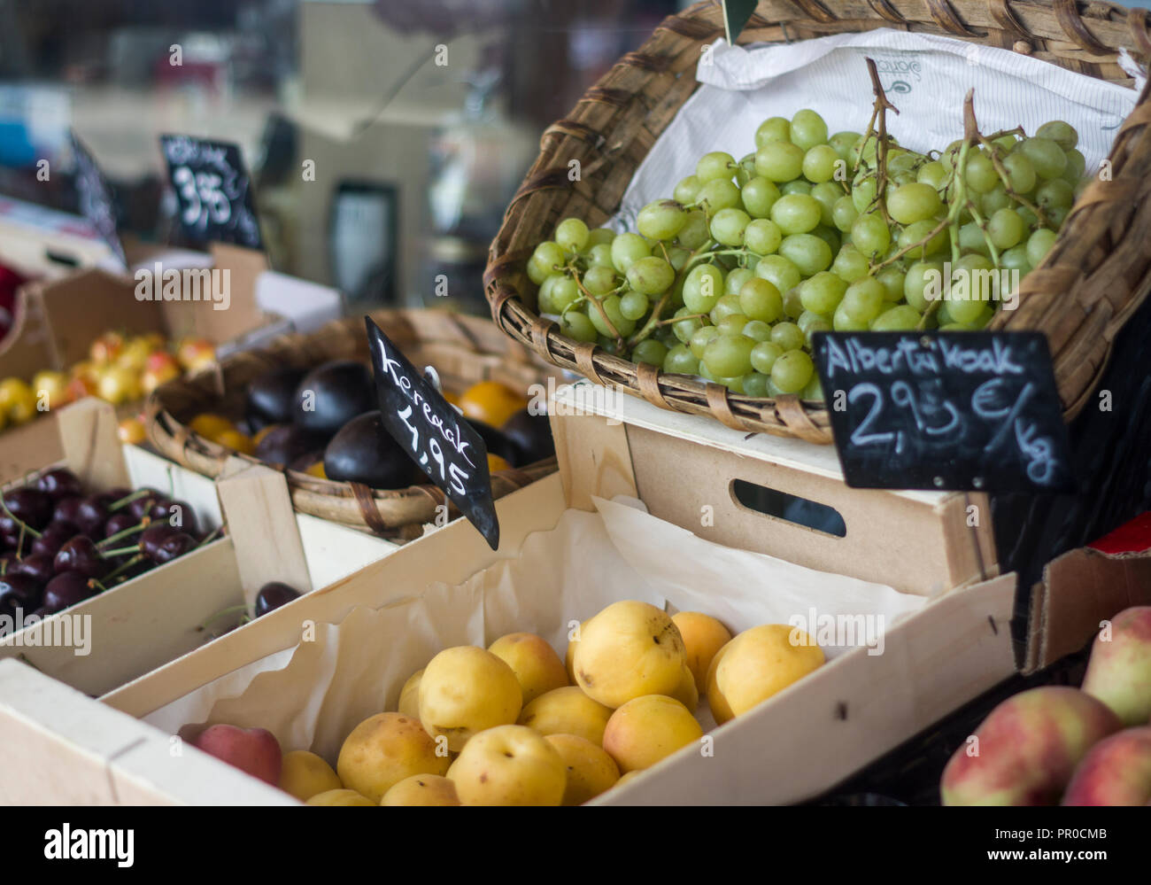 Fruits in a market, Zumaia, Basque country Stock Photo - Alamy