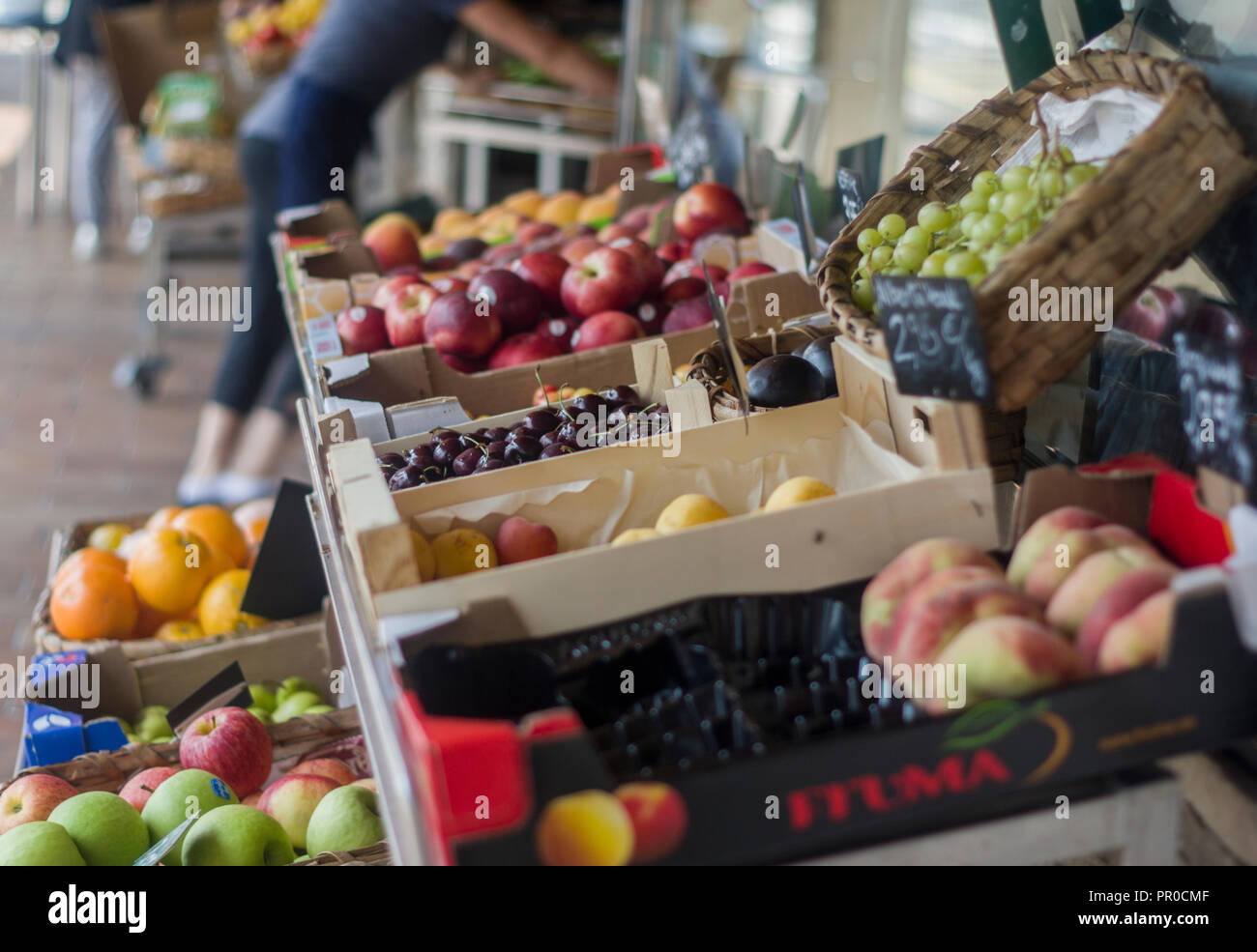 Fruits in a market, Zumaia, Basque country Stock Photo - Alamy