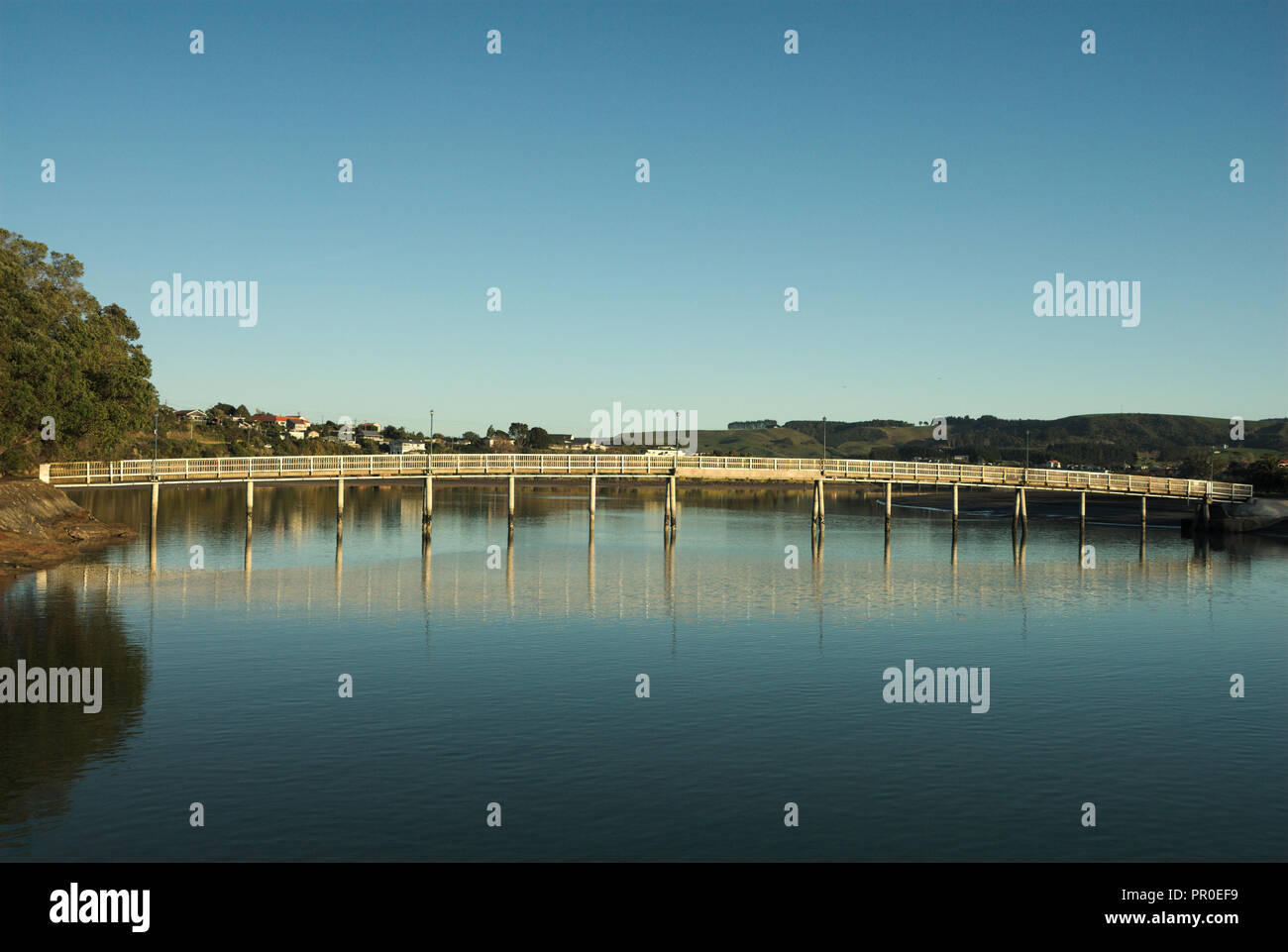 The Te Kopua footbridge over the inlet in Raglan, Waikato, North Island ...
