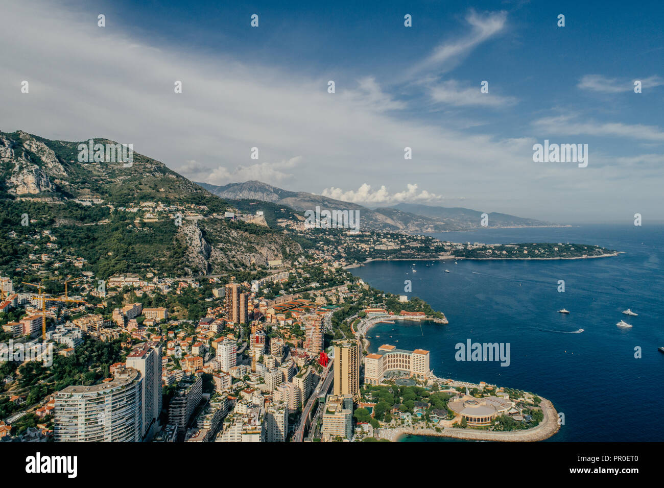 Yachts in port Monaco Monte-Carlo city riviera Drone summer photo Stock ...