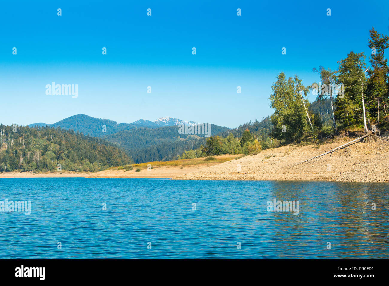 Croatian mountains, Risnjak and beautiful blue Lokvarsko lake, Lokve ...