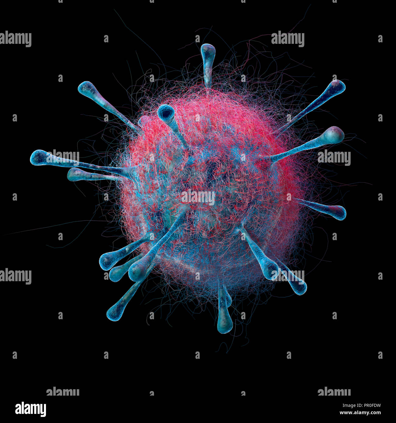 Virus, genetic code, bacteria and microorganisms seen under a ...