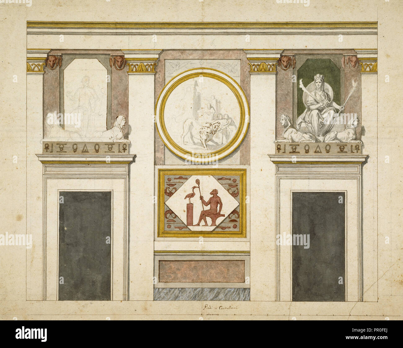 Unexecuted elevation for the Stanza Egizia, Antonio Asprucci ...