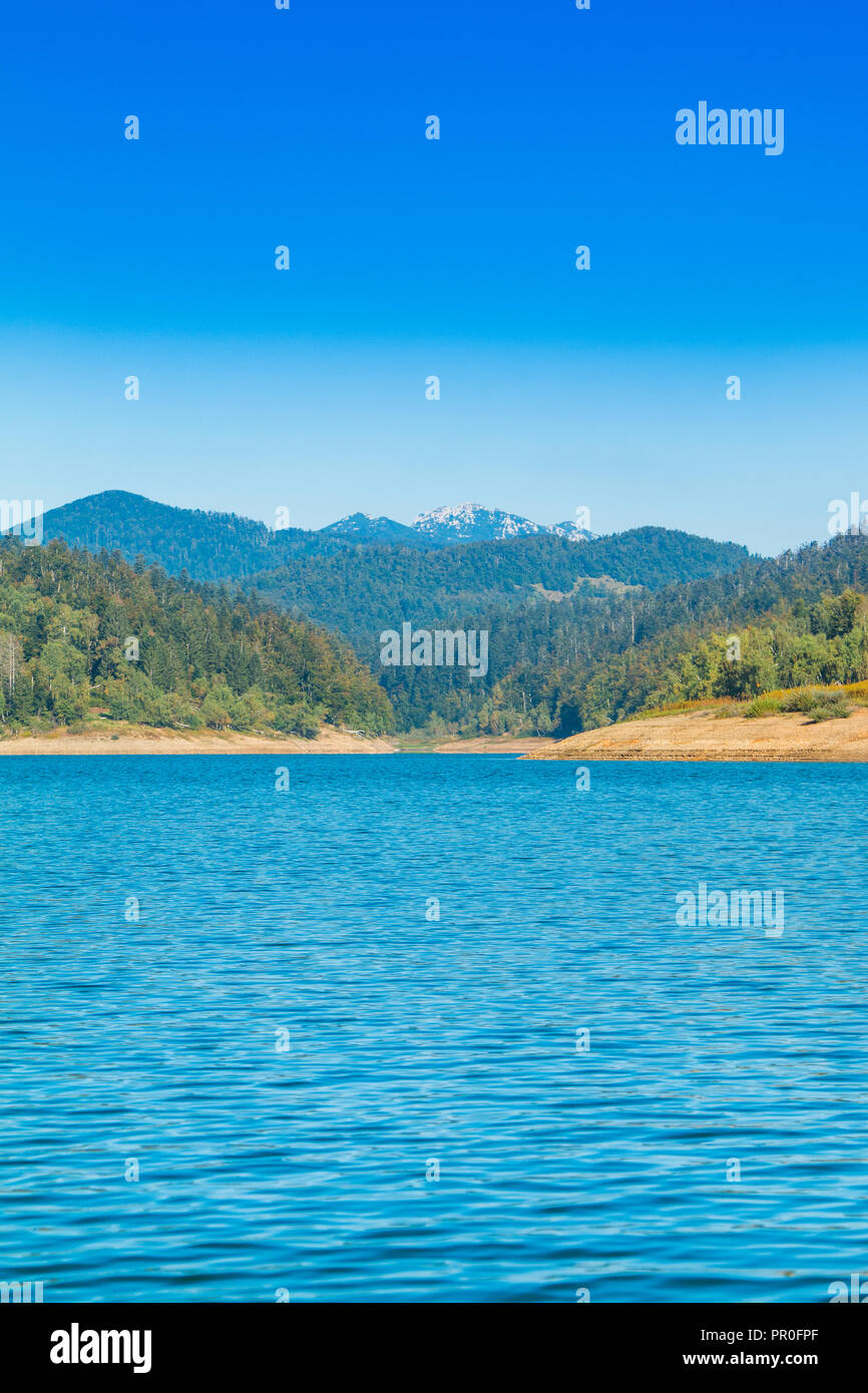 Croatian mountains, Risnjak and beautiful blue Lokvarsko lake, Lokve ...