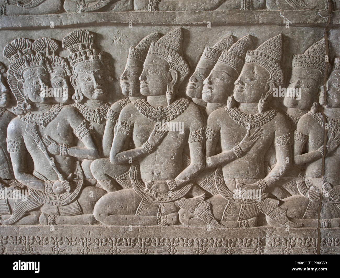 Wall carving, Angkor Wat, UNESCO World Heritage Site, near Siem Reap ...