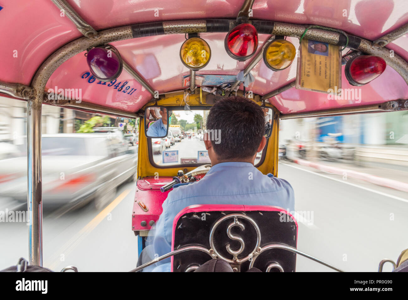 Riding in the back of a Tuk Tuk in Bangkok, Thailand, Southeast Asia ...