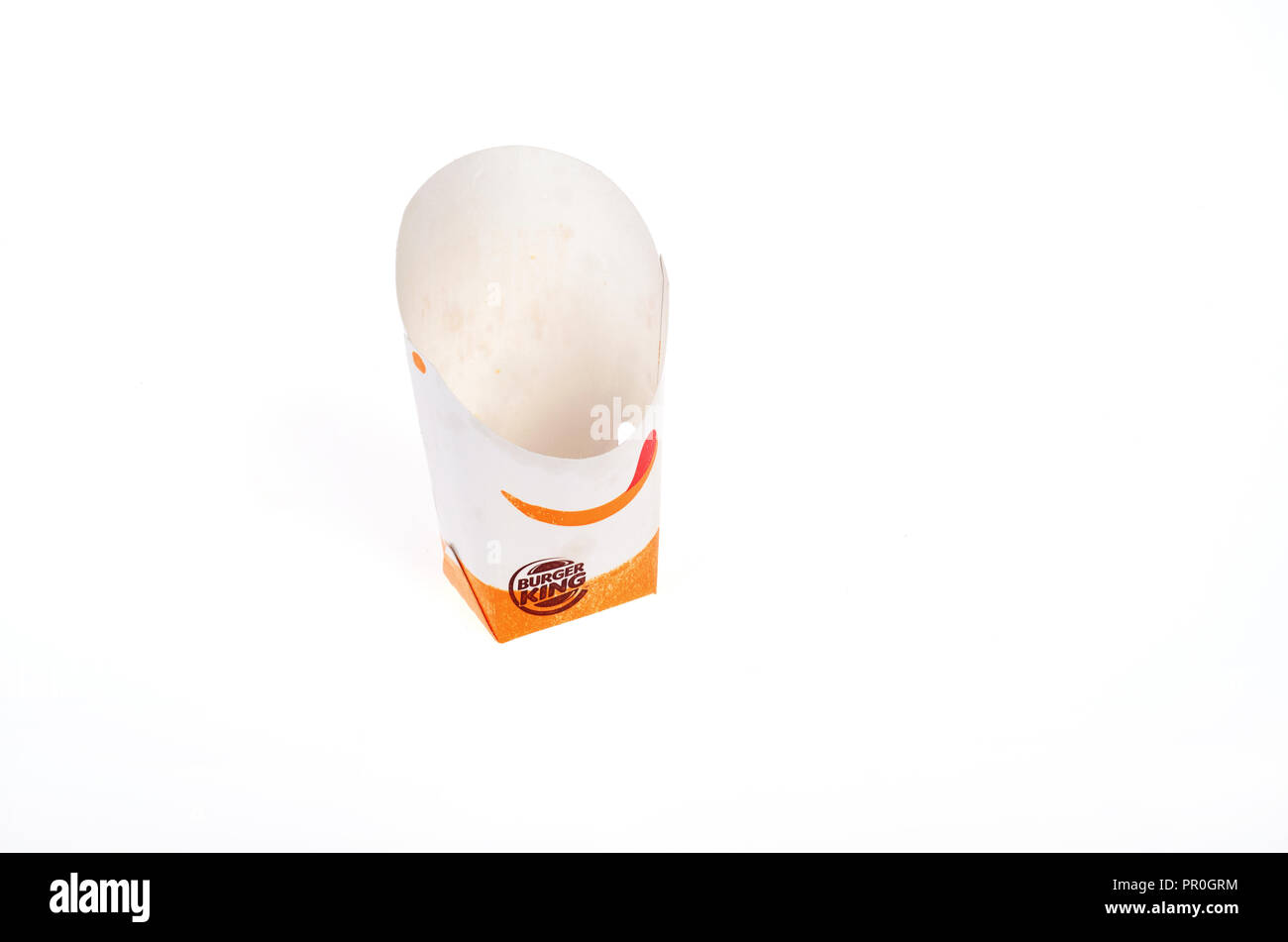 Empty Burger King french fries container on white Stock Photo - Alamy