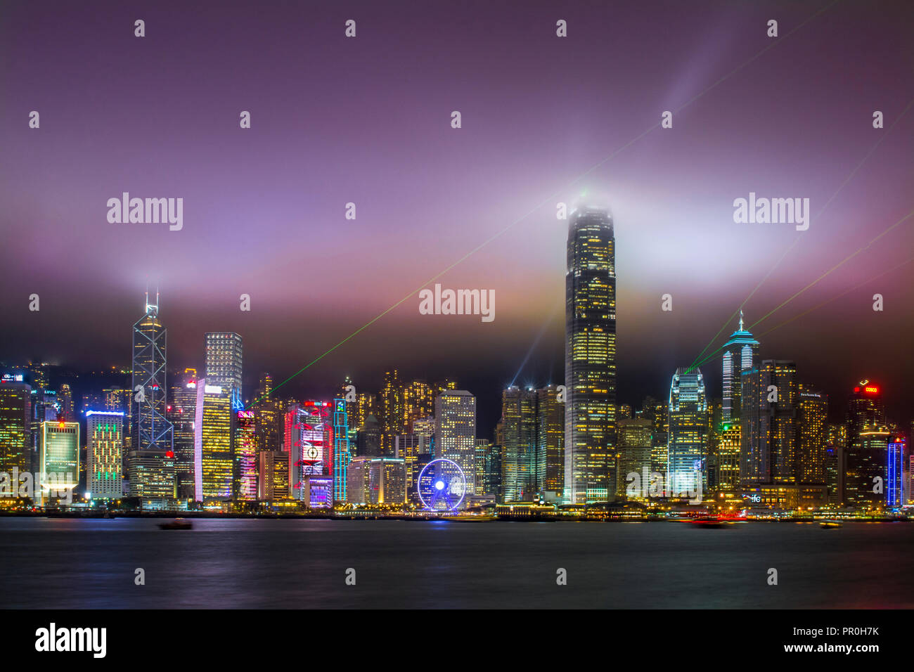 Nightscape of Hong Kong Island sykline and Victoria Harbour, Hong Kong, China, Asia Stock Photo ...