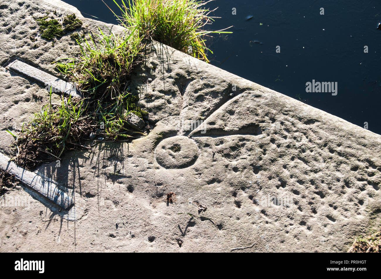 Around the UK - Mason's mark on canal side at Glasson Dock Stock Photo ...