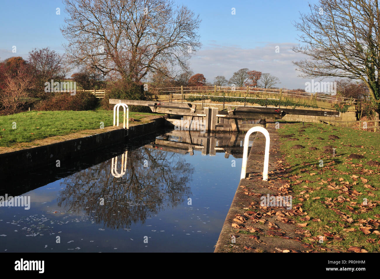 Around the UK - Lock gates on the Lancaster Canal Stock Photo - Alamy