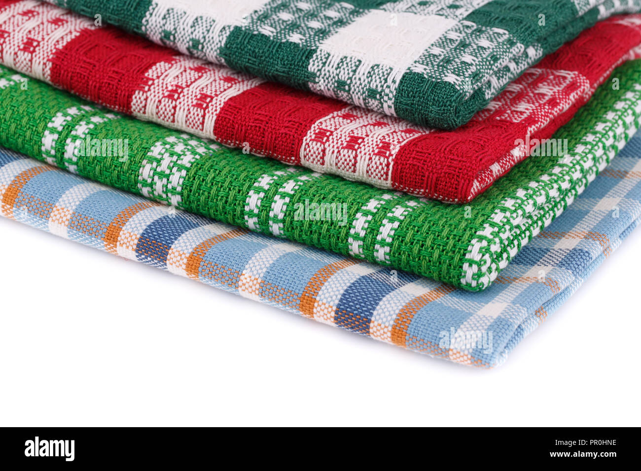 Colorful kitchen towels closeup picture Stock Photo - Alamy