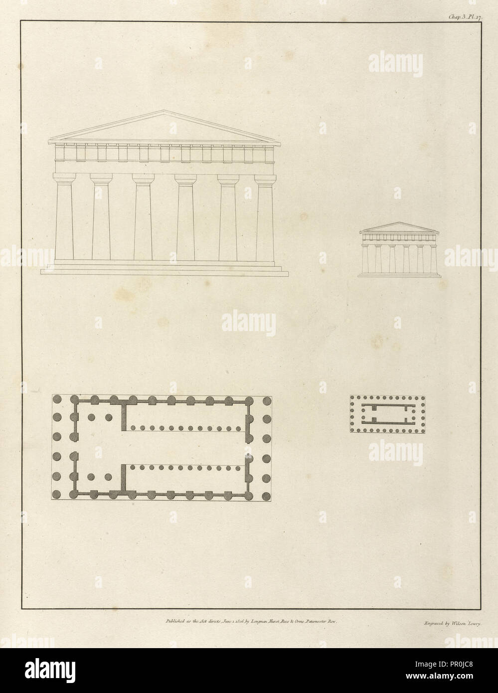Plan and elevation restored of the Temple of Jupiter, The Antiquities ...