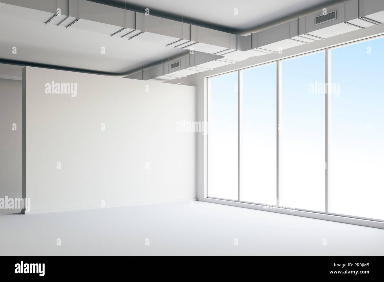 3d empty space interior with big windows and view Stock Photo - Alamy