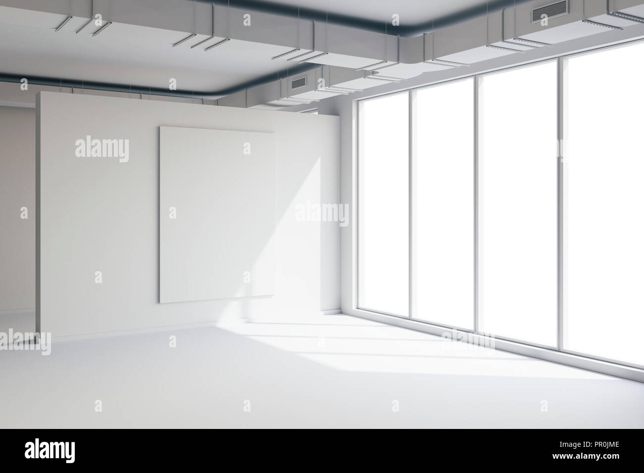 3d empty space interior with big windows and view Stock Photo - Alamy