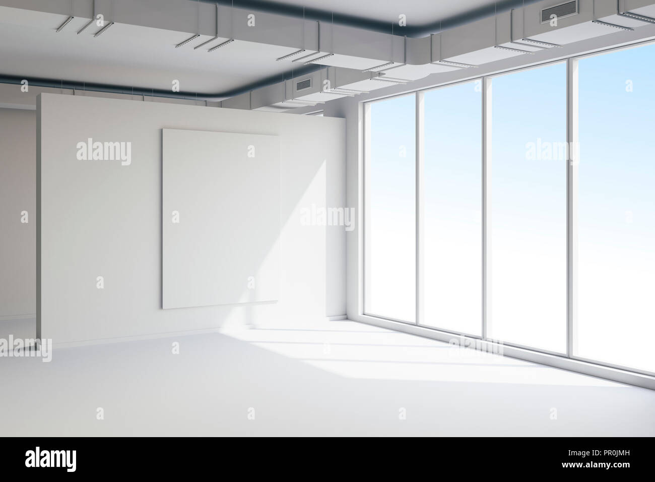3d empty space interior with big windows and view Stock Photo - Alamy