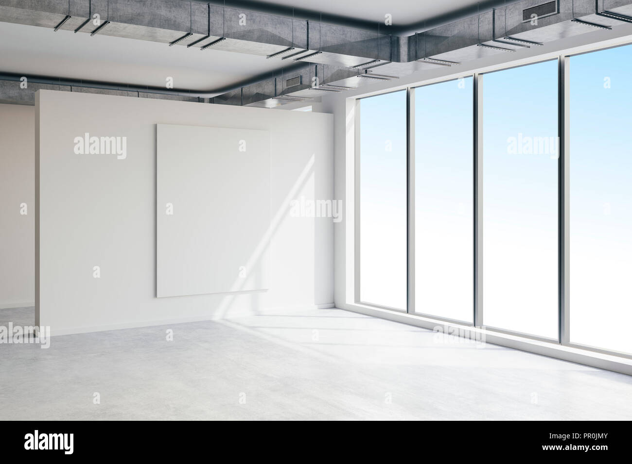 3d empty space interior with big windows and view Stock Photo - Alamy