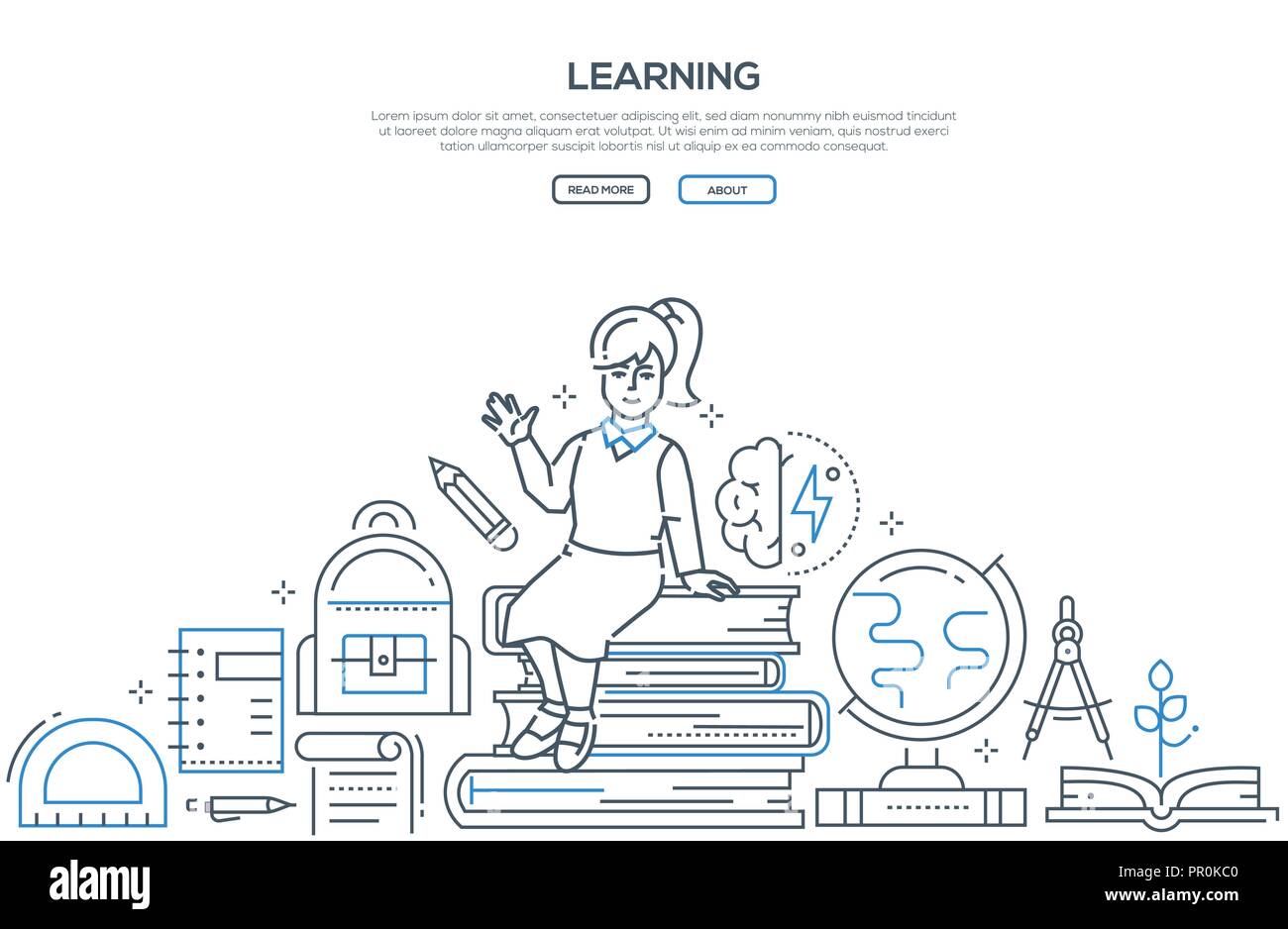 Learning - modern line design style vector banner Stock Vector Image ...