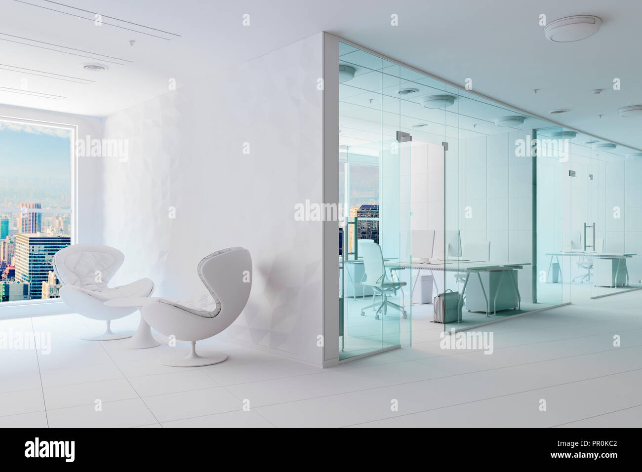 3d modern office interior render Stock Photo - Alamy