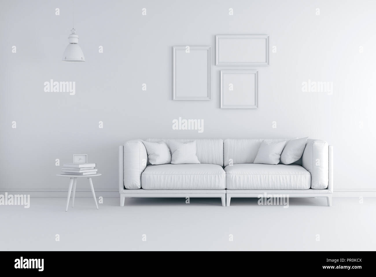 3d render of beautiful clean white interior Stock Photo - Alamy