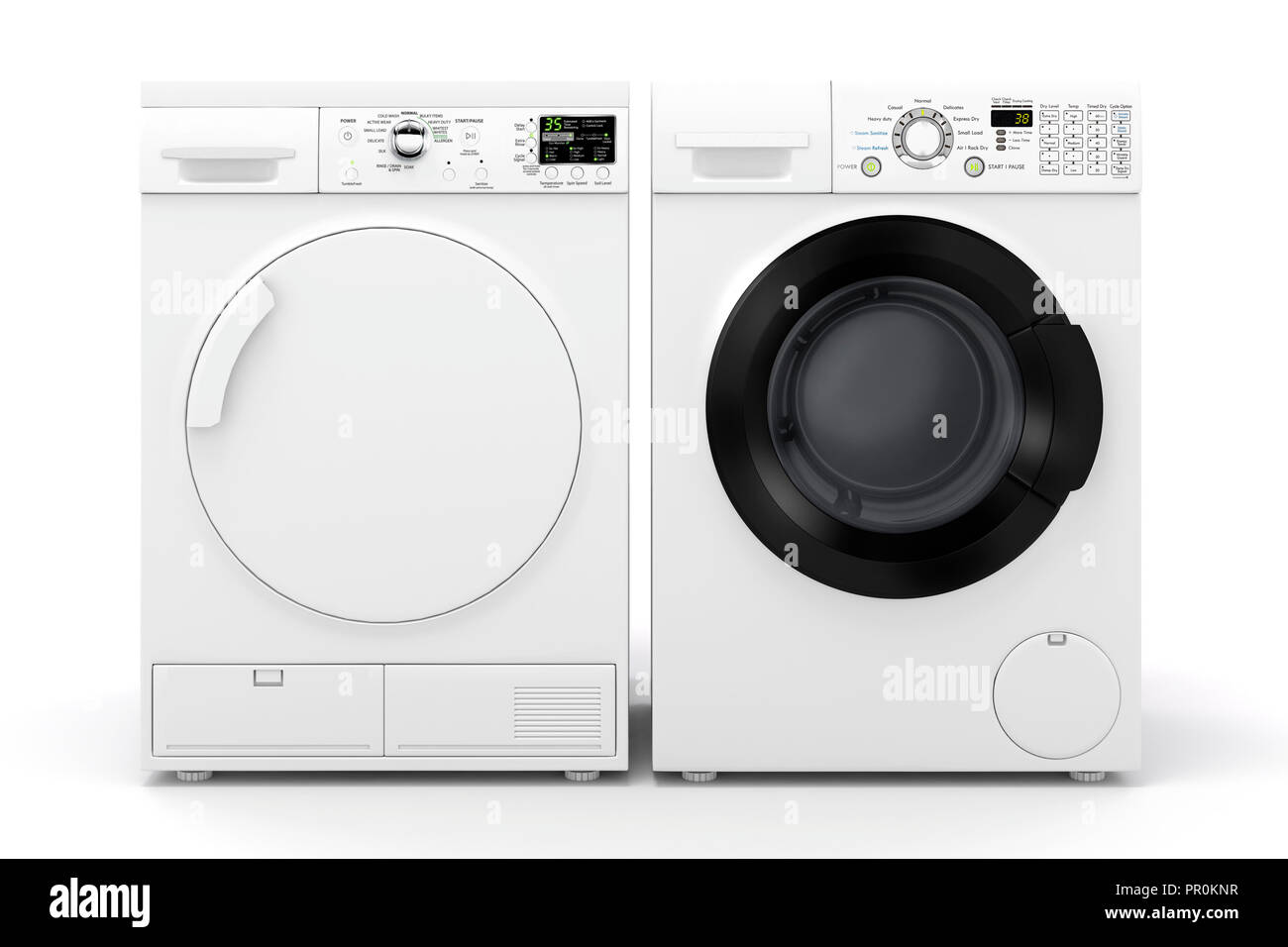 3d washing machine and dryer on white background Stock Photo - Alamy