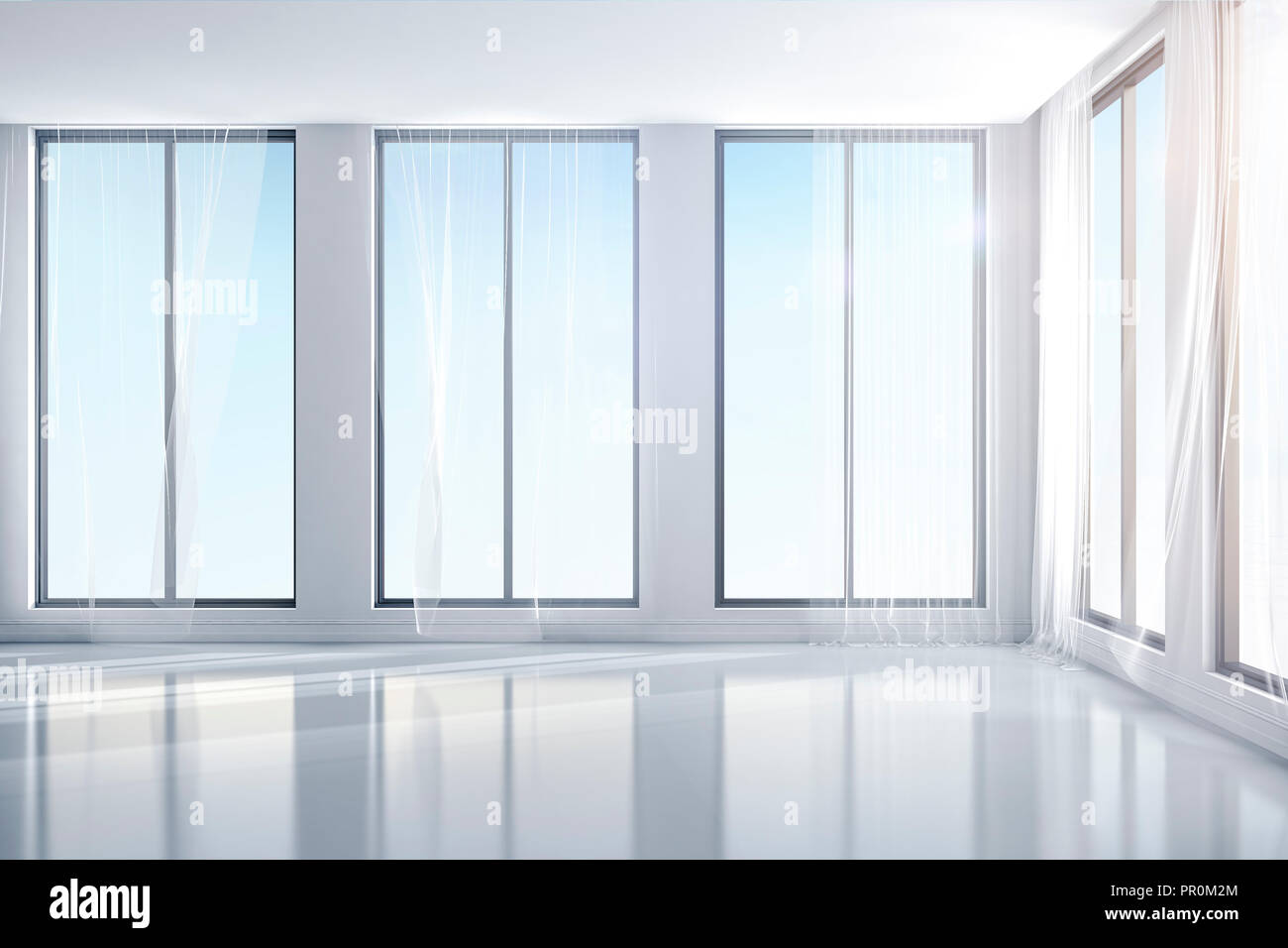 Empty room big windows 3d hi-res stock photography and images - Alamy
