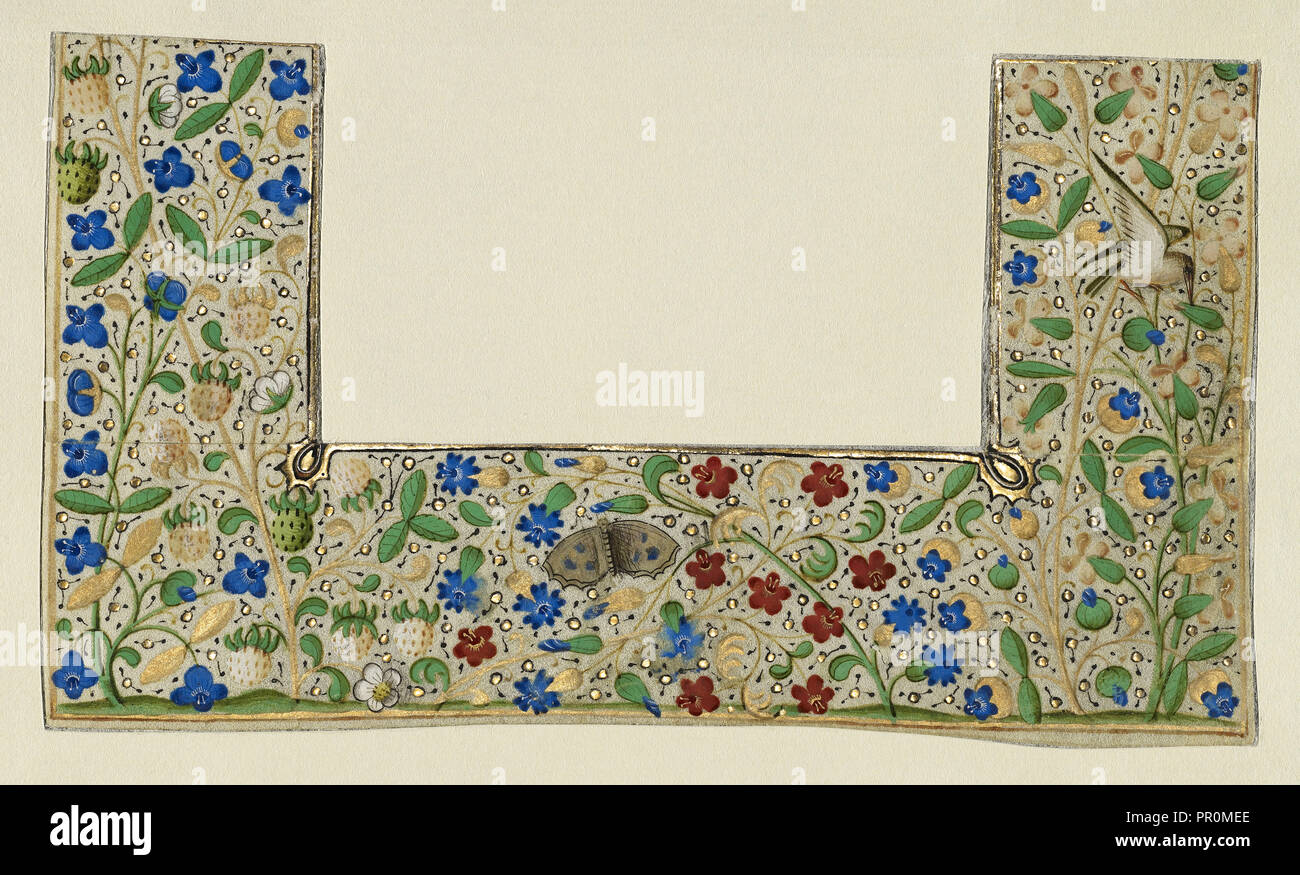 Decorated Border Fragments; Paris, France; about 1460 - 1470; Tempera ...
