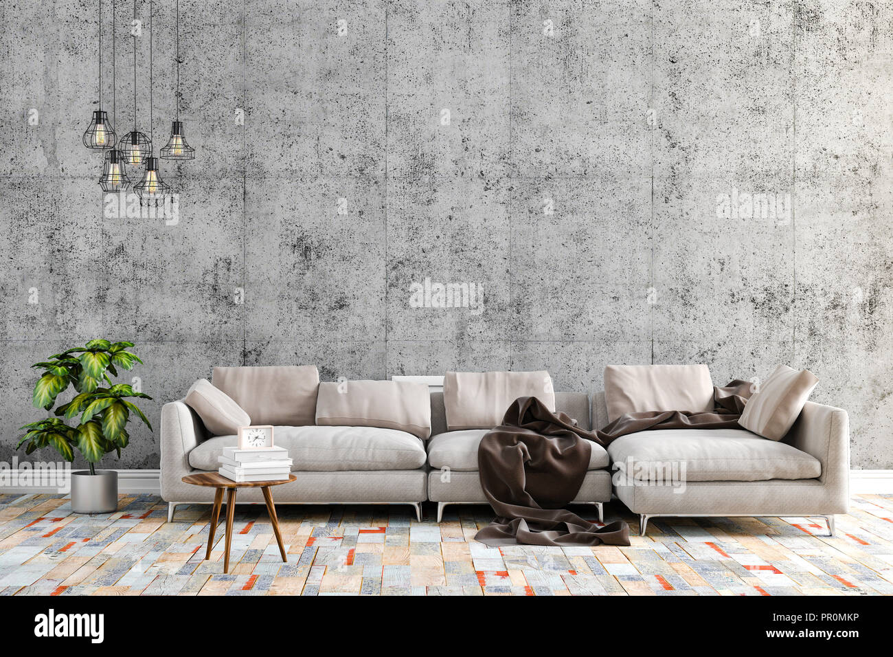 3d render of beautiful clean interior Stock Photo - Alamy