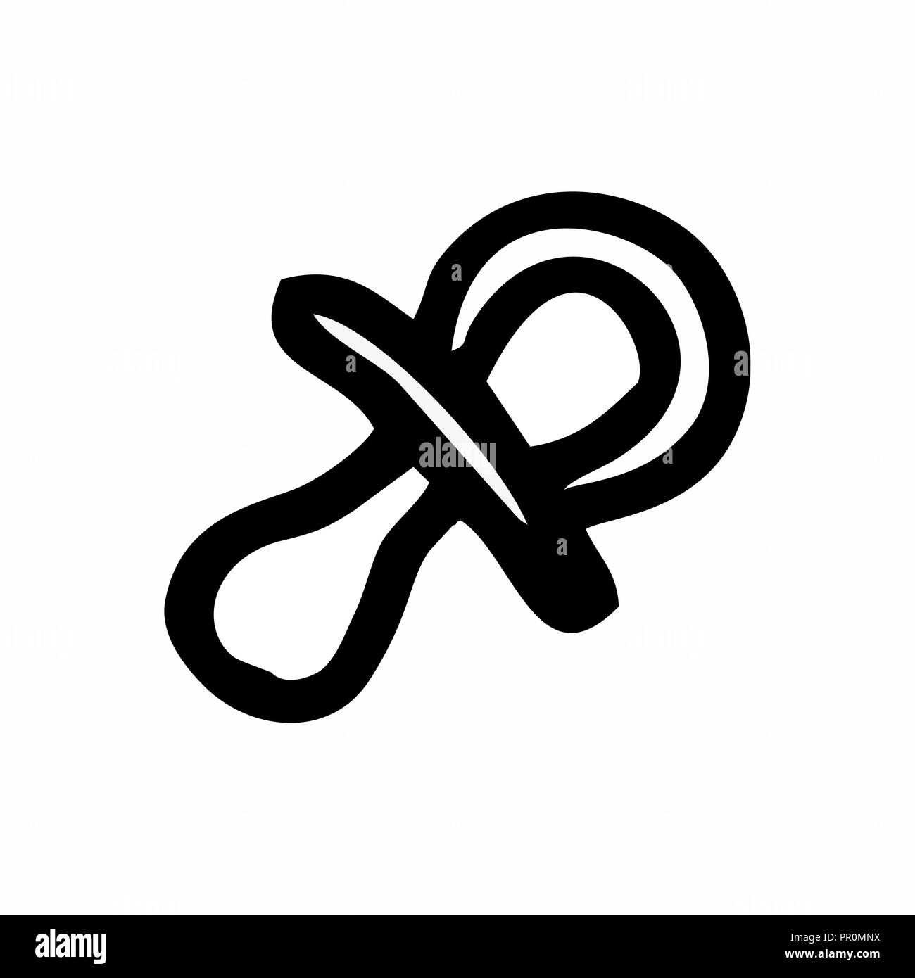 Freehand illustration of a baby pacifier. Black outlines on white ...