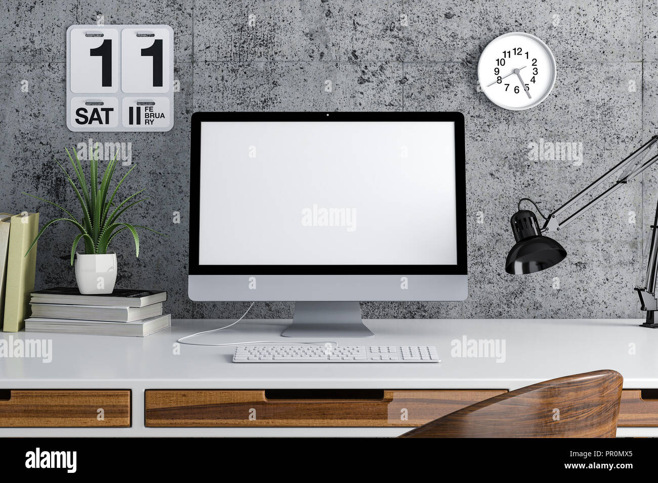3d render of modern computer workplace setup Stock Photo - Alamy
