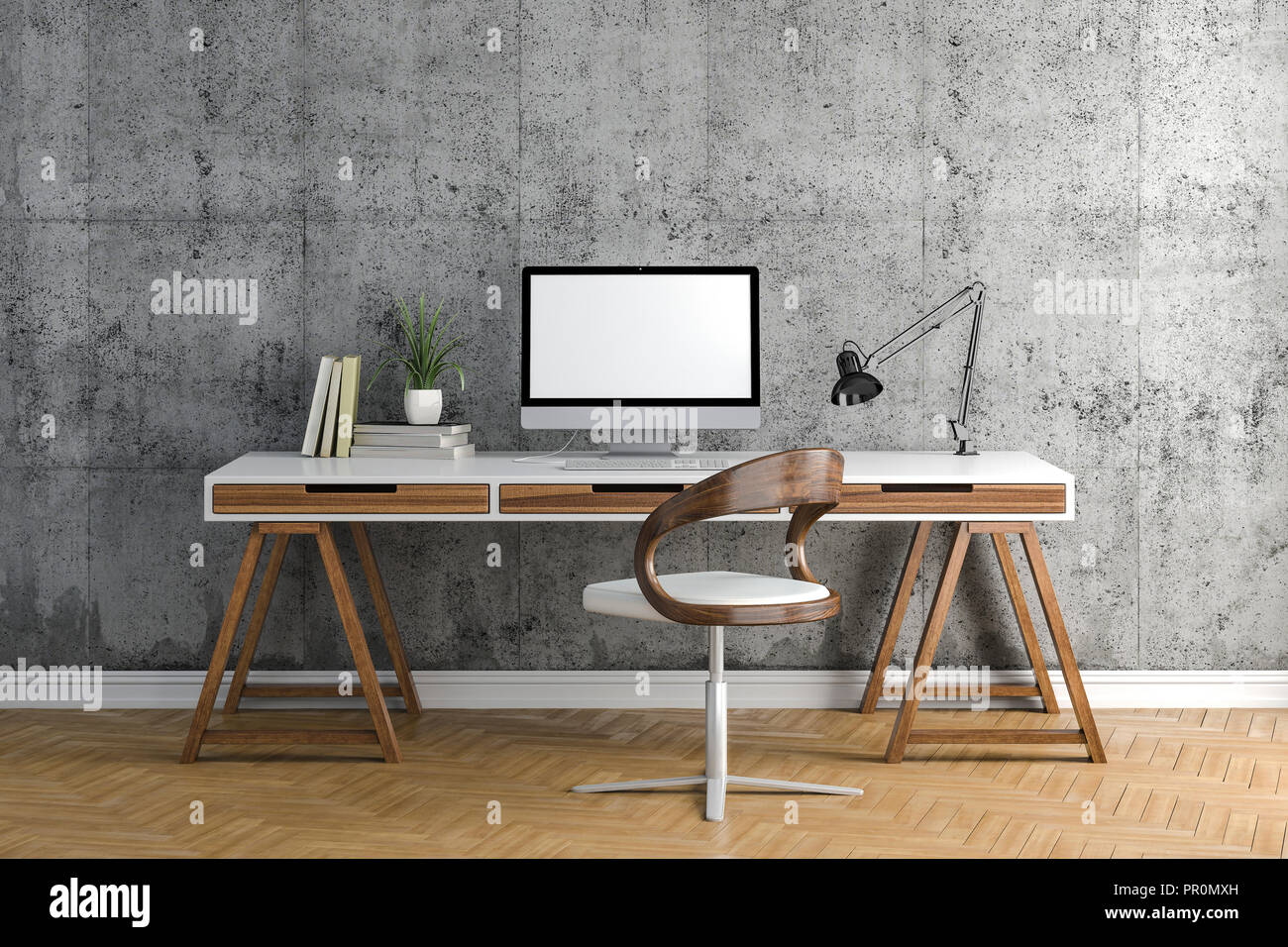 3d render of modern computer workplace setup Stock Photo - Alamy