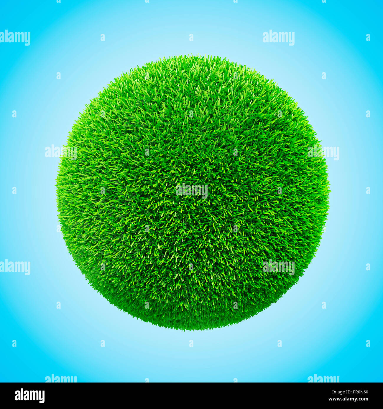 3d grass sphere on blue background Stock Photo - Alamy