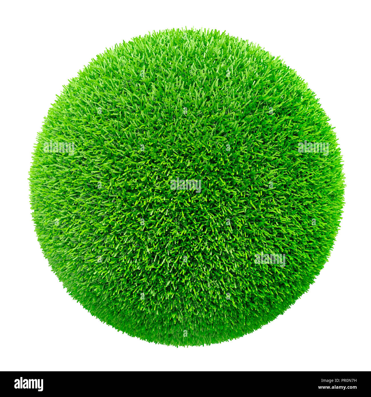 3d grass sphere on white background Stock Photo - Alamy