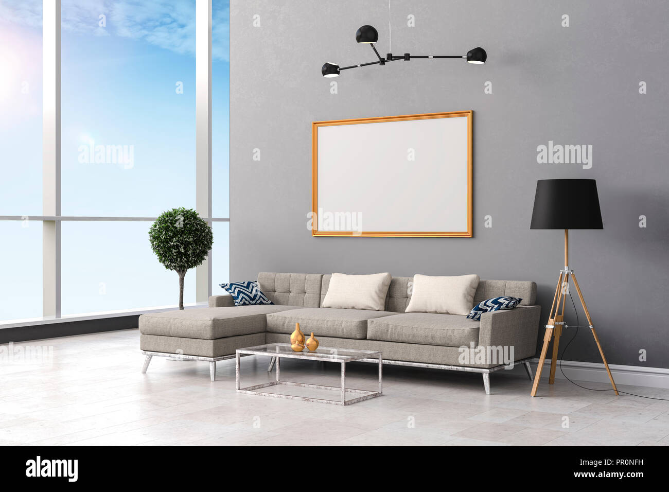 3d render of clean beautiful interior room setup Stock Photo - Alamy