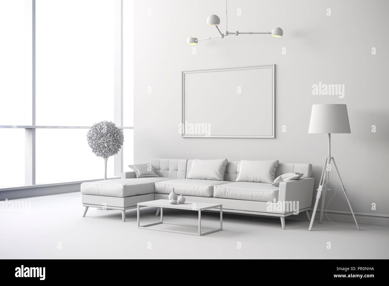 3d render of white interior room setup Stock Photo - Alamy