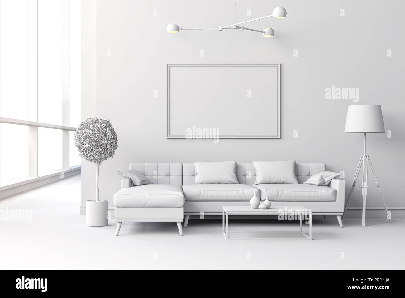 3d render of white interior room setup Stock Photo - Alamy