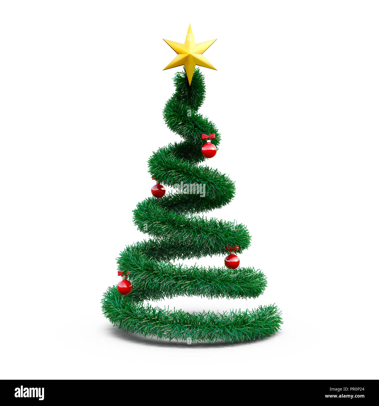 3d Christmas tree on white background Stock Photo - Alamy