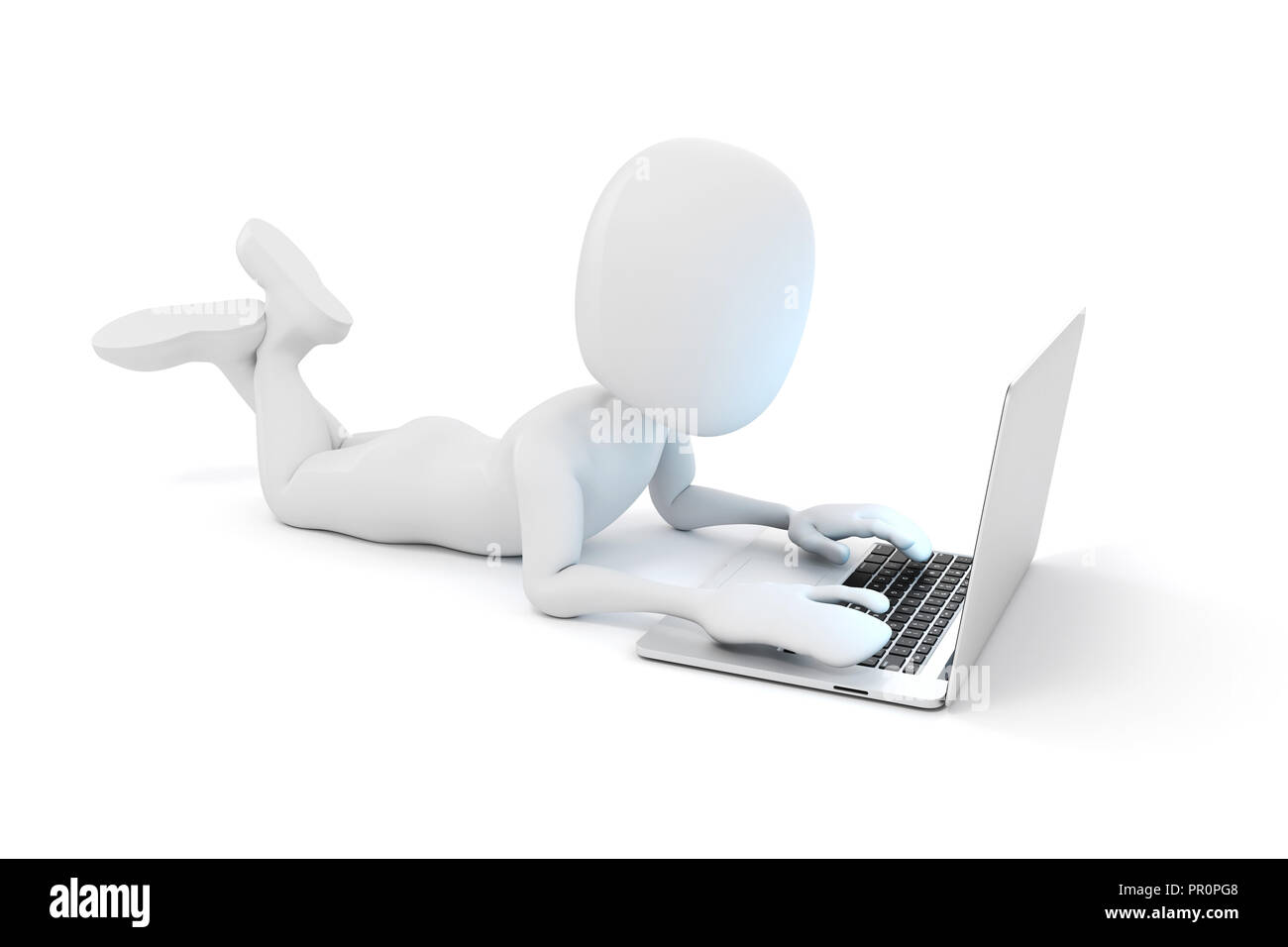 3d man with laptop on white background Stock Photo - Alamy