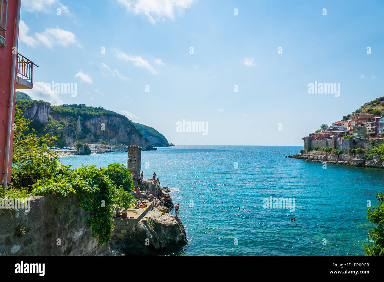 Amasra, Turkey- July 2018: Sea view of Amasra, a popular seaside resort ...