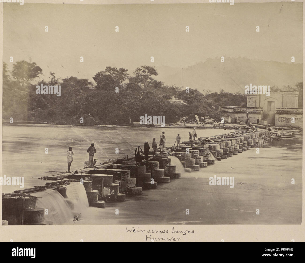 Weir across Ganges, Hurdwar; Haridwar, India; about 1881; Albumen ...