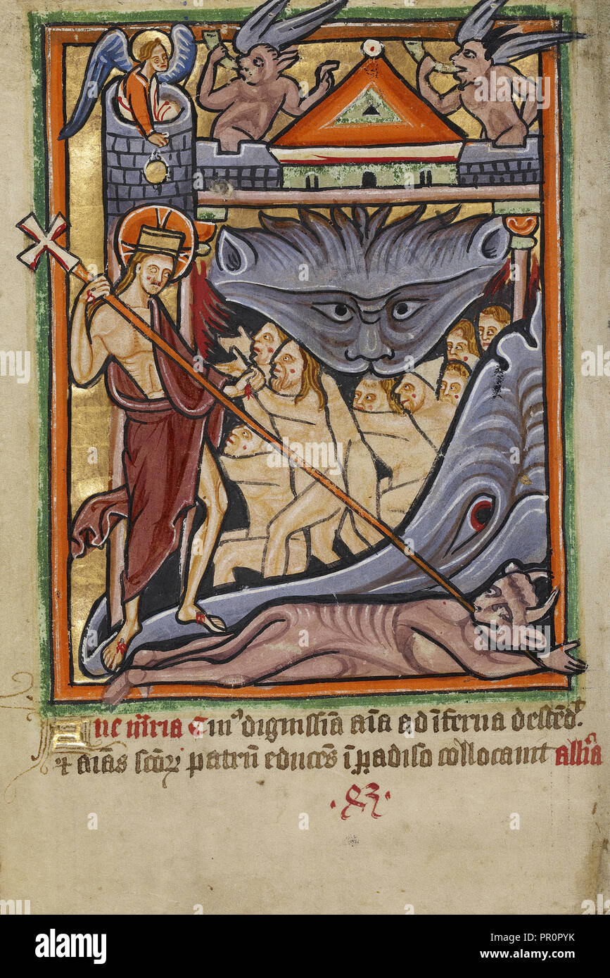 Harrowing of Hell; York perhaps, illuminated, Northern, England ...