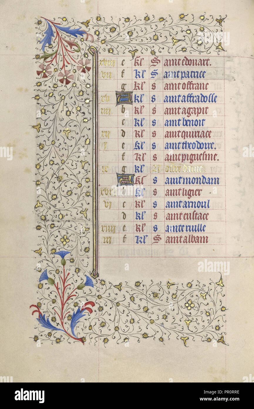 Calendar Page; Paris, France; about 1415 - 1420; Tempera colors, gold ...