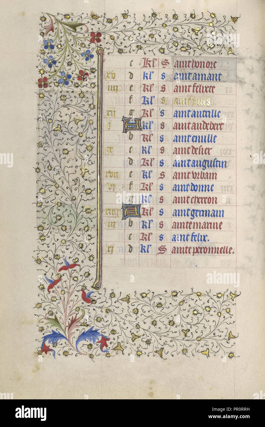Calendar Page; Paris, France; about 1415 - 1420; Tempera colors, gold ...
