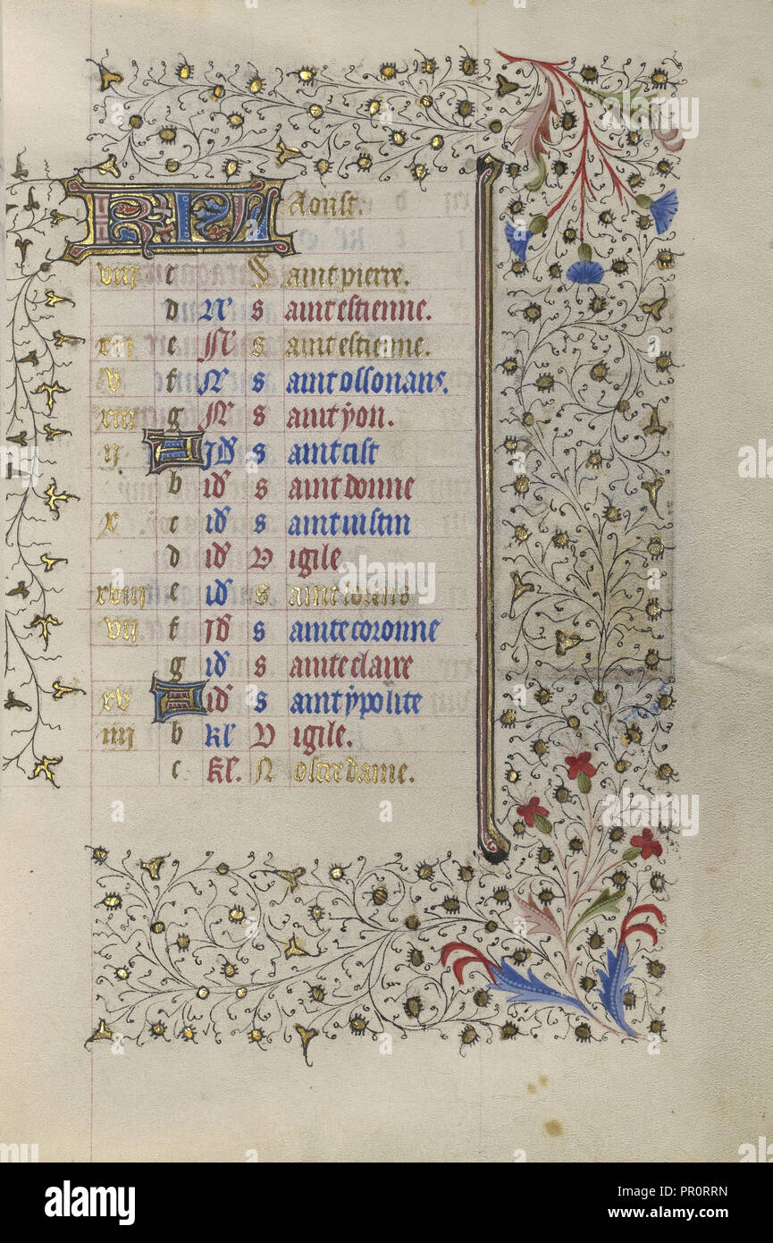 Calendar Page; Paris, France; about 1415 - 1420; Tempera colors, gold ...