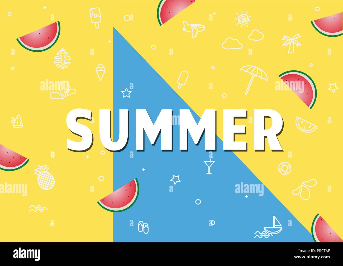 Spring Summer poster, banner Watermelon vector illustration, lettering ...