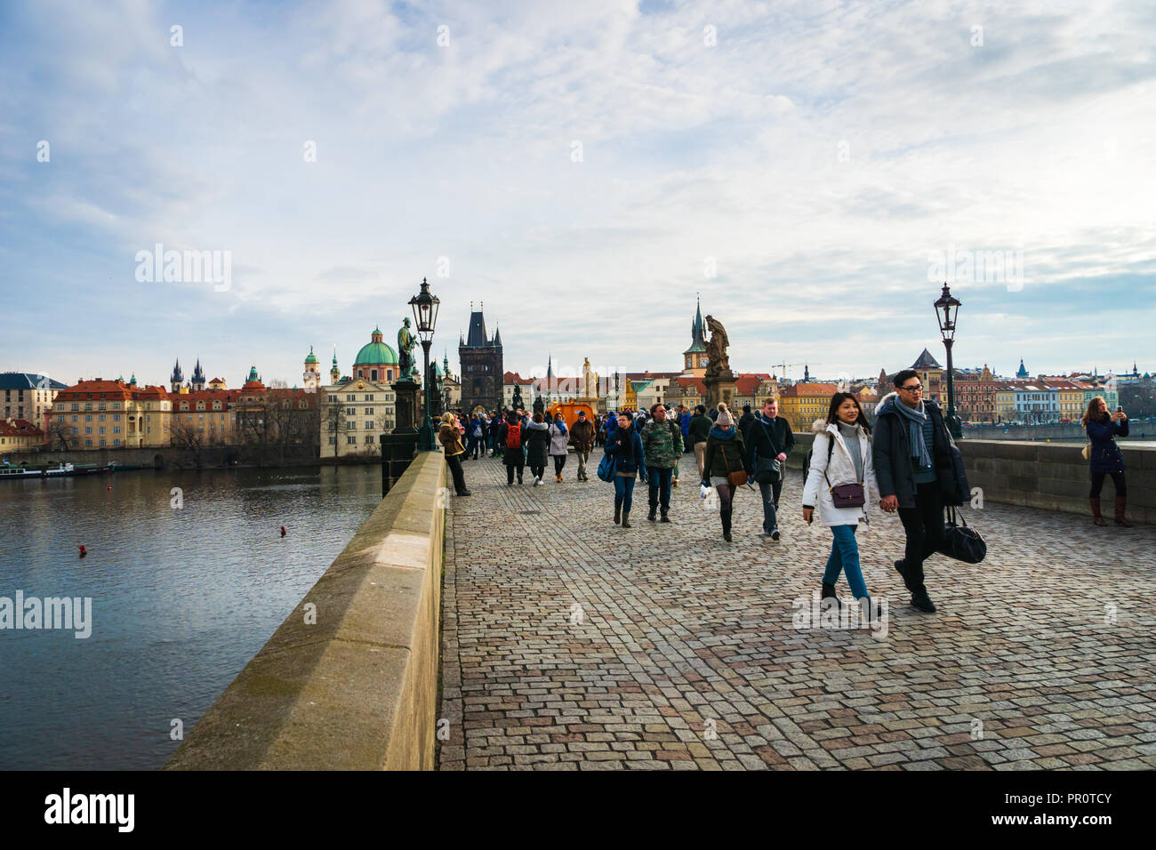 Prague, Czech Republic -December 2017: Prague advent Christmas market ...