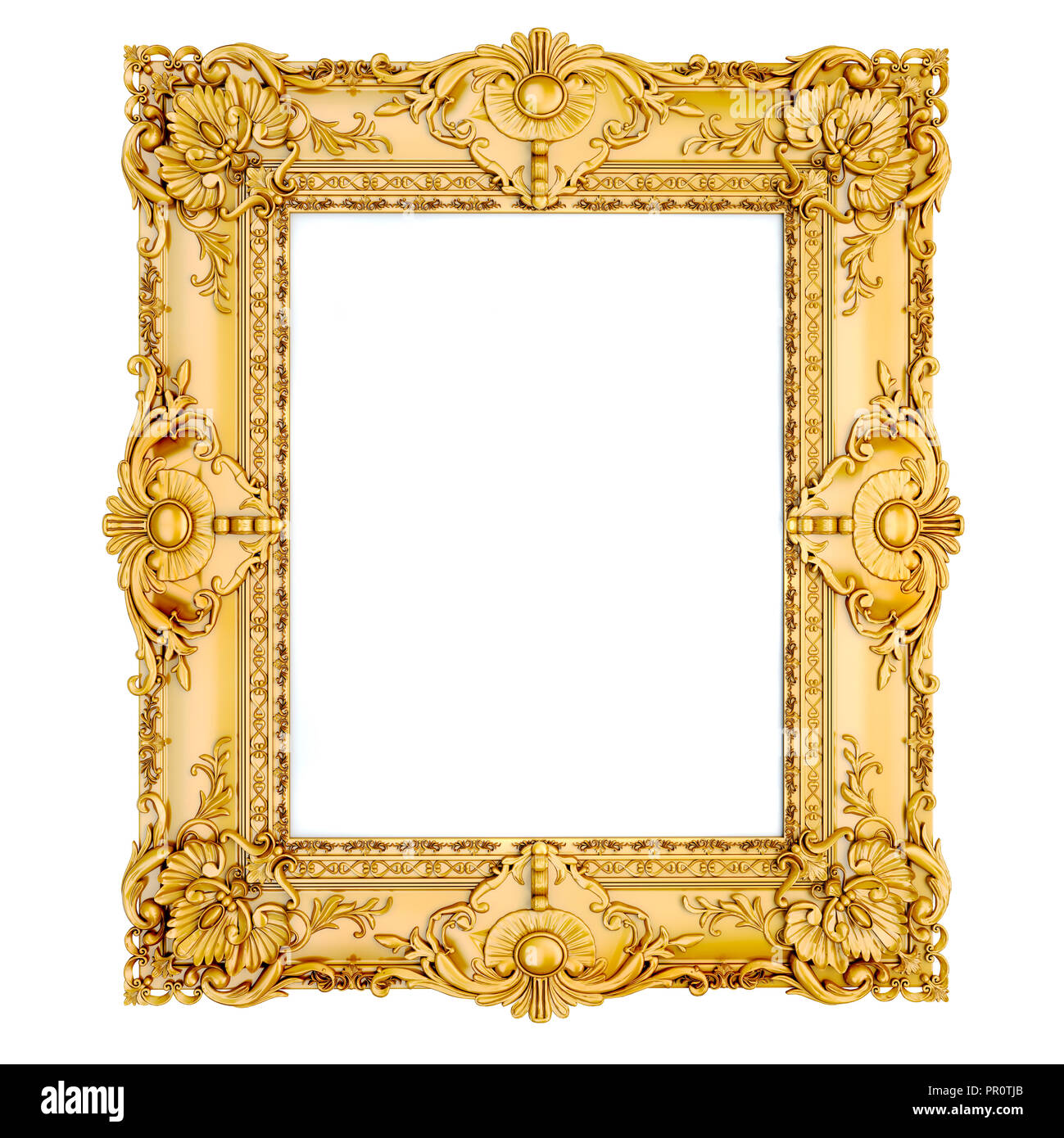 3d golden vintage classic frame on white background Stock Photo - Alamy
