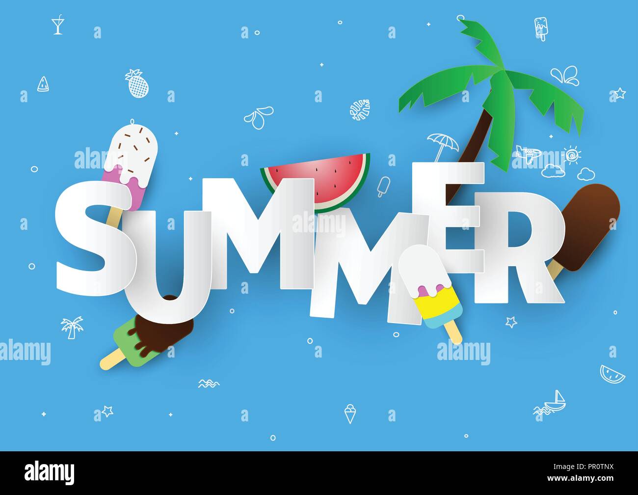Spring Summer poster, banner Watermelon vector illustration, lettering ...