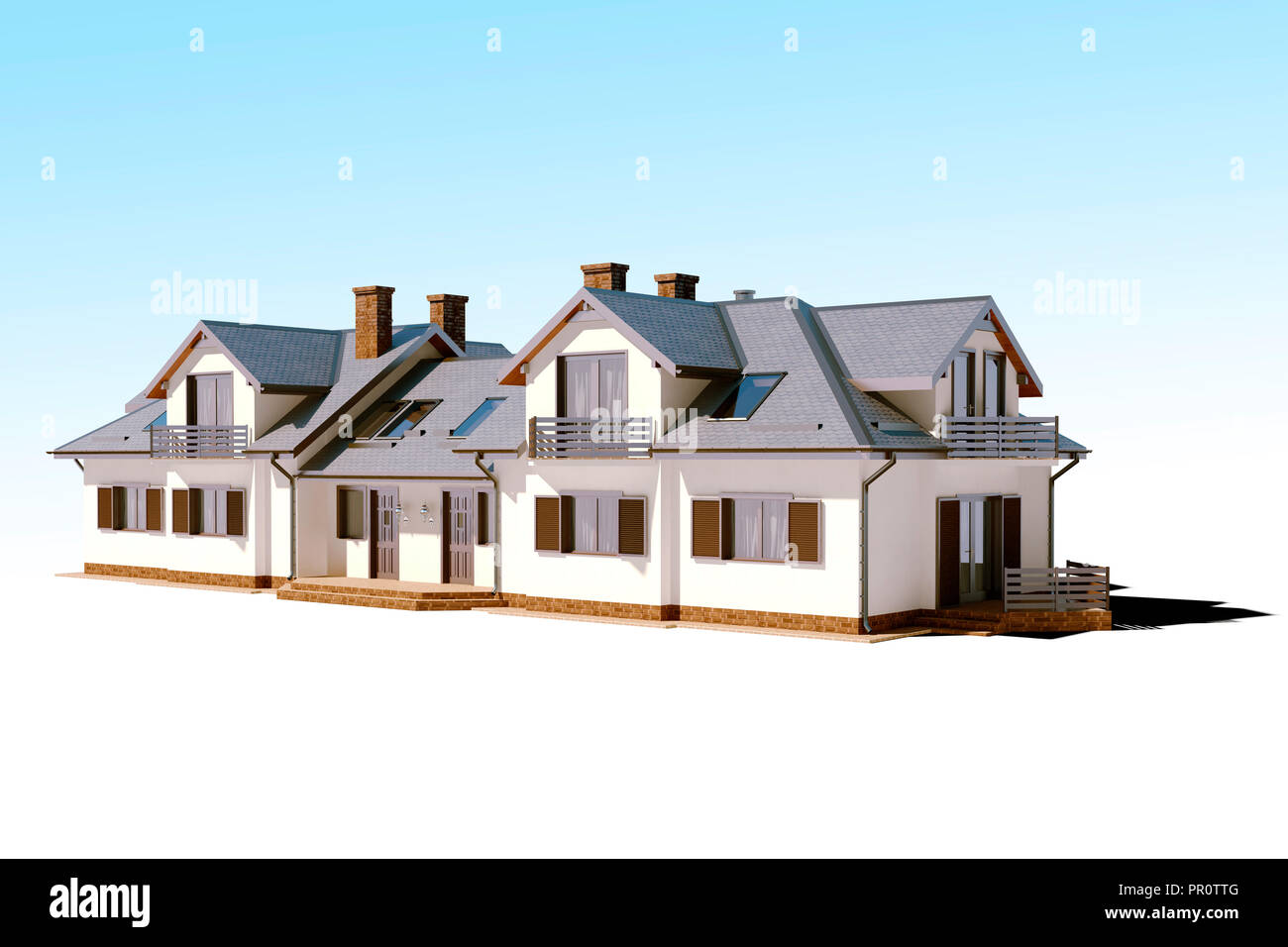 3d beautiful residential house render Stock Photo - Alamy